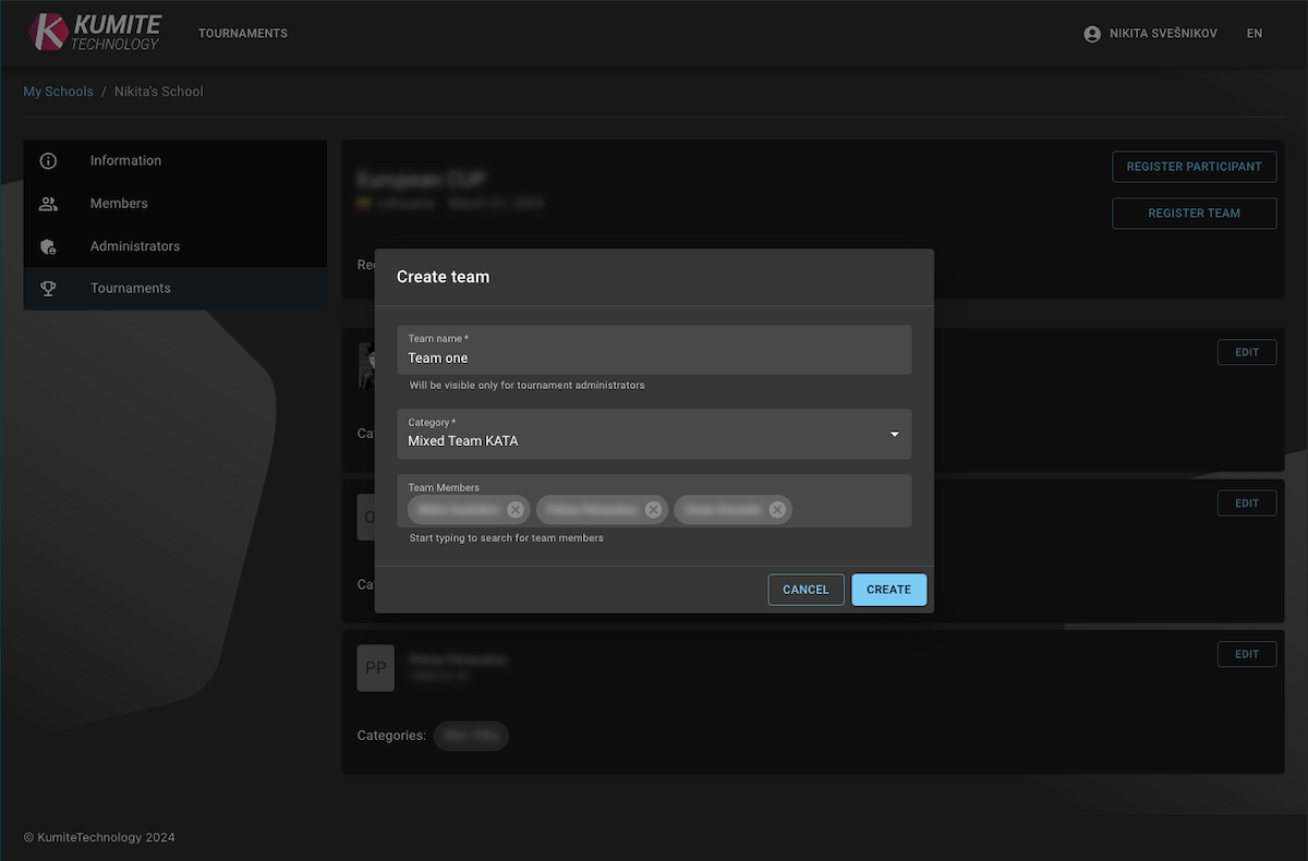 Register Teams to Tournament
