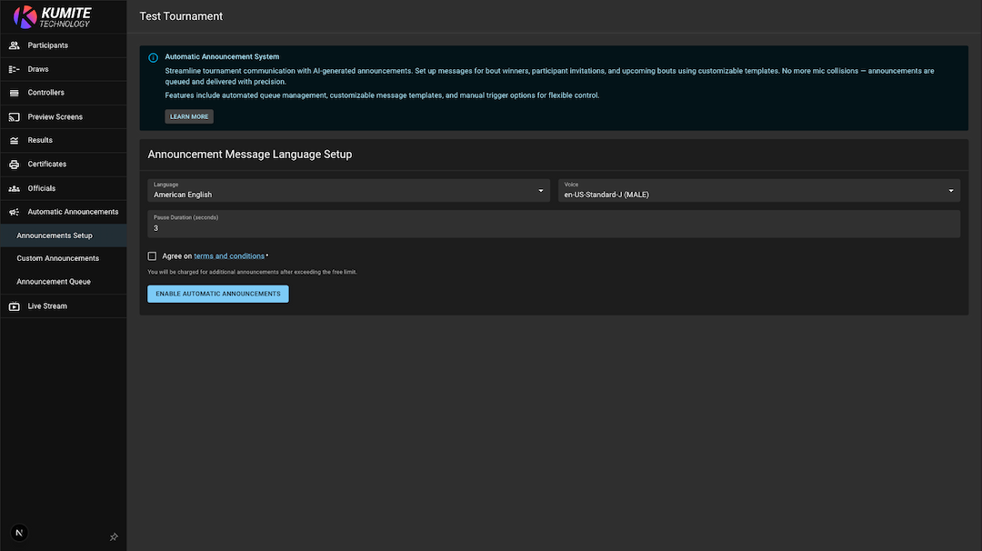 Set Up Announcements