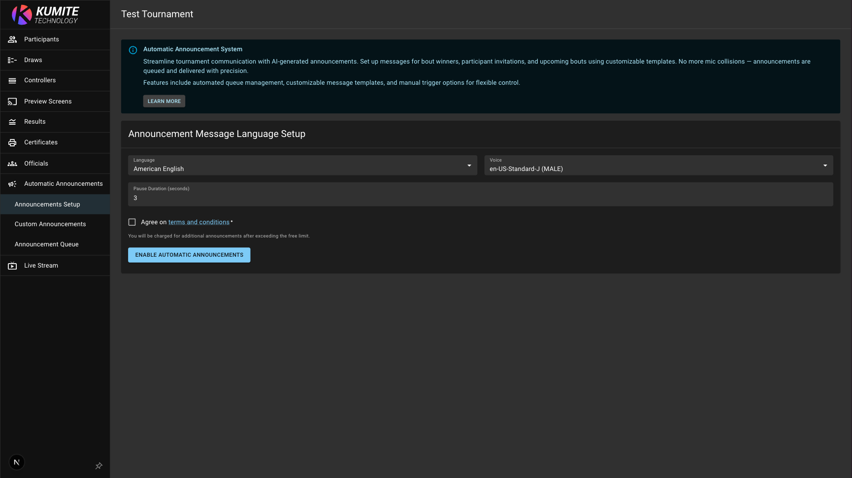 Set Up Announcements