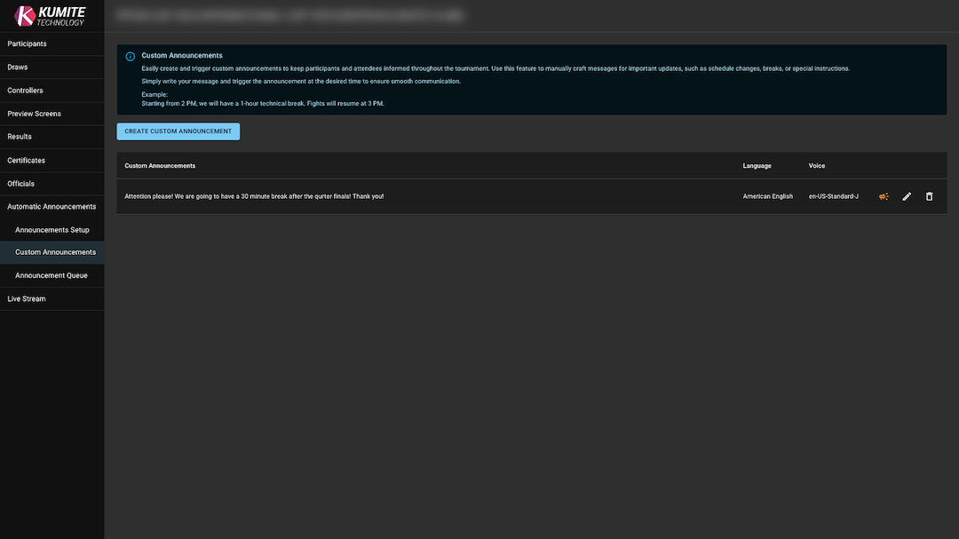 Custom Announcements
